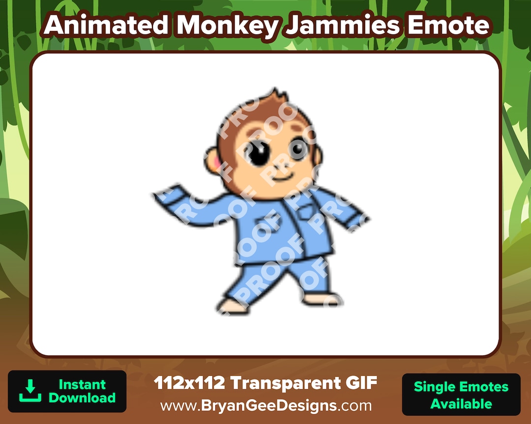 Animated Monkey Jammies Dancing Emote for Twitch, Animated Twitch Emote ...