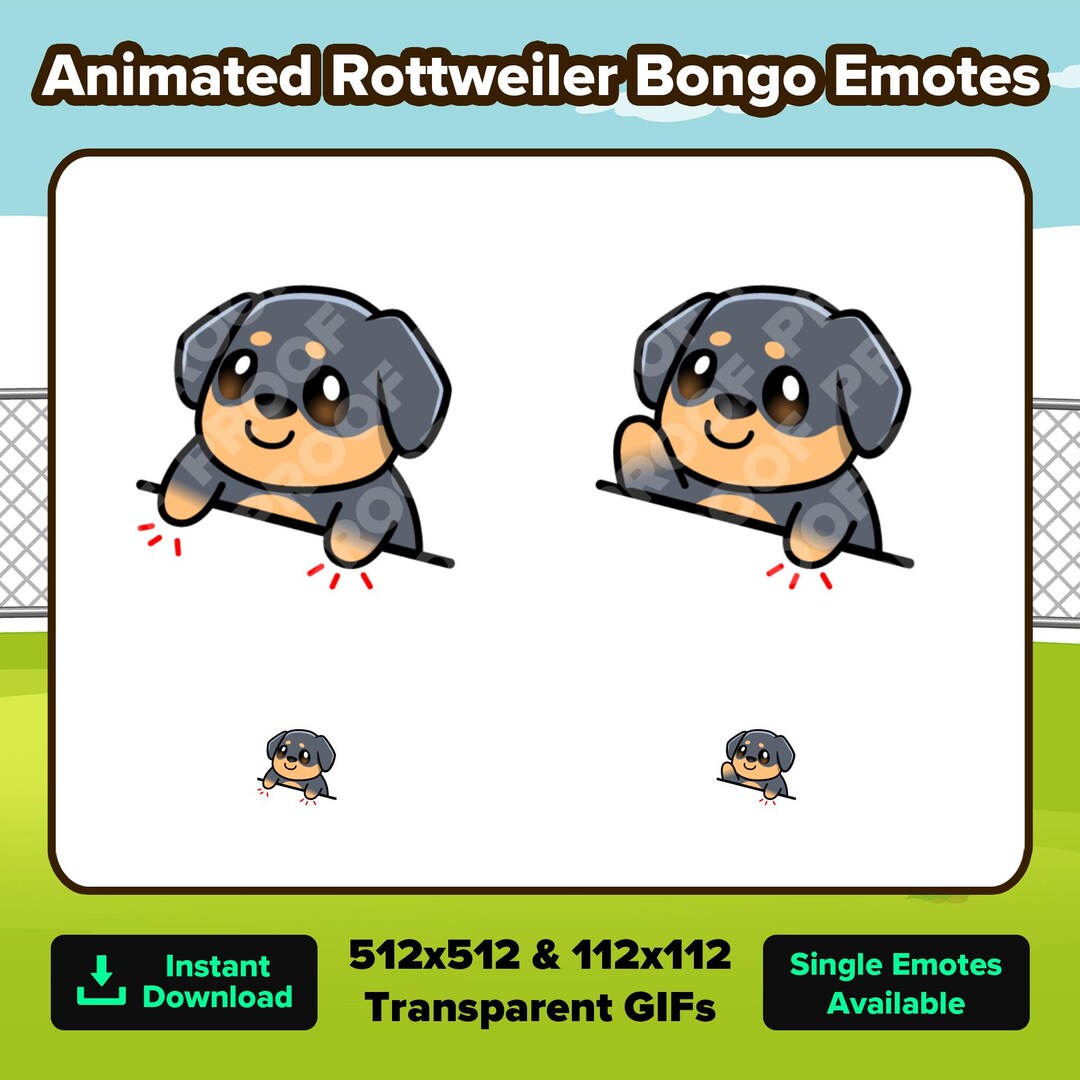Animated Bongo Rottwiler Emotes for Twitch Discord Youtube Kick Rumble ...