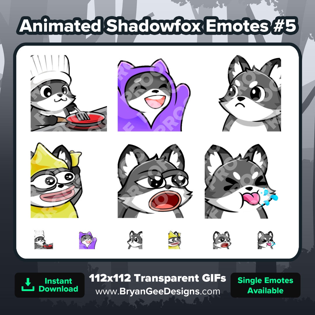 Animated Black Fox Twitch Emotes Let Them Cook, Blankie, Salute ...