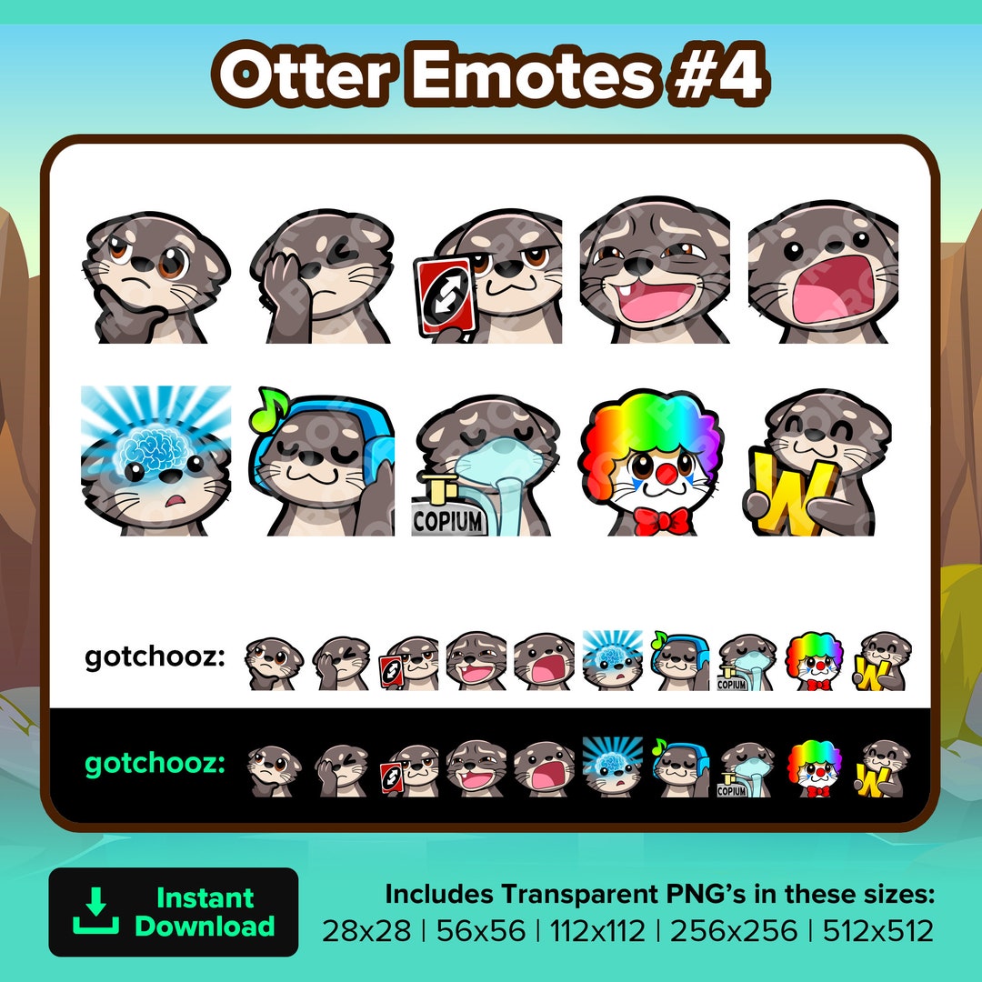 Otter Twitch Emotes Facepalm Thinking Uno Reverse KEKW Gasp Big Brain ...