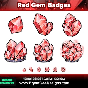 Red Gem Twitch Badges Bit Badges Channel Points Discord Badges Youtube ...