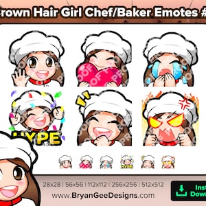 Girl Chef Baker Twitch Emotes Wave Hi Love Heart Sad Cry Hype Laughing ...