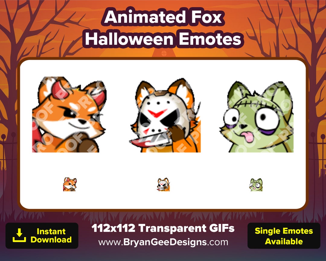 Animated Fox Halloween Twitch Emotes, Mischievous Devil, Jason Knife ...