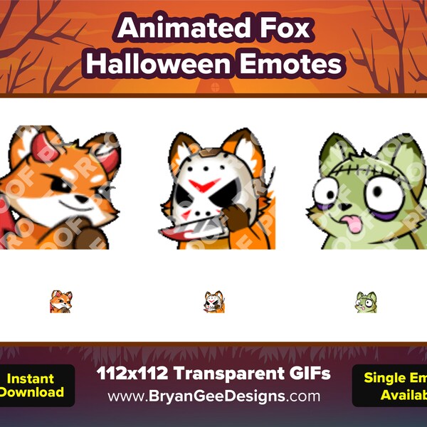 Animated Halloween Fox Emotes - Etsy
