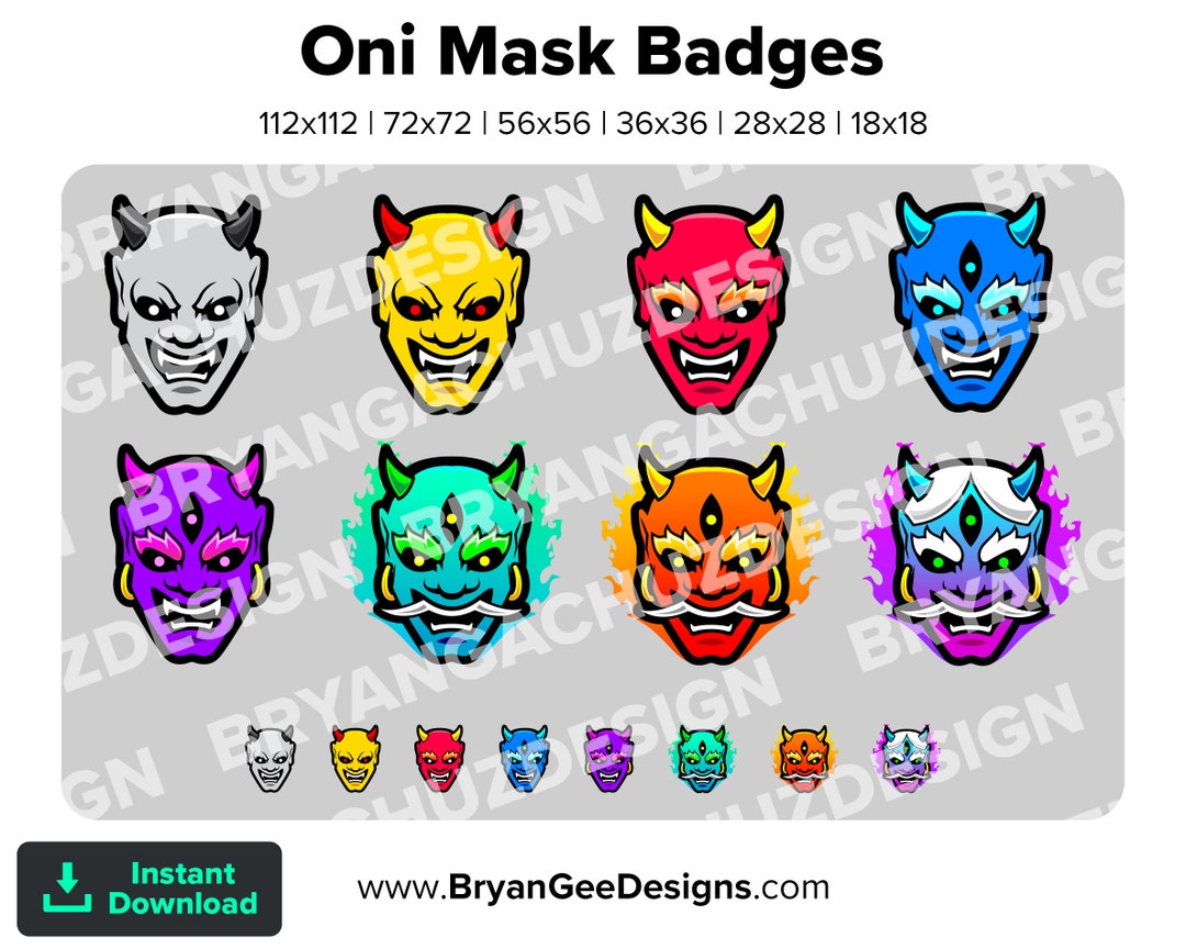 Oni Mask Twitch Badges Bit Badges Channel Points Discord Badges Youtube ...
