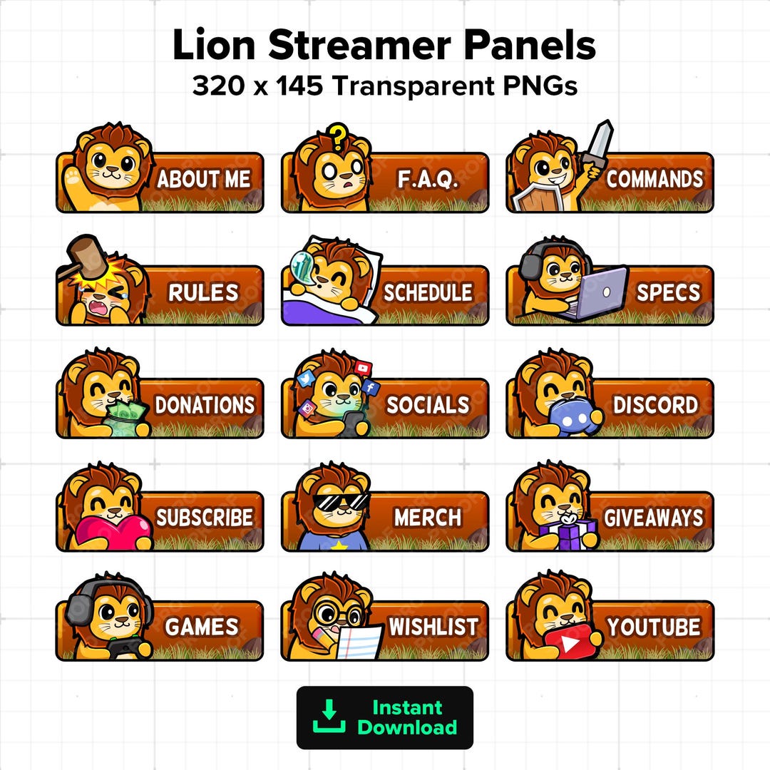 Lion Twitch Panels for Streaming, Youtube Panels, Kick Panels, Rumble ...