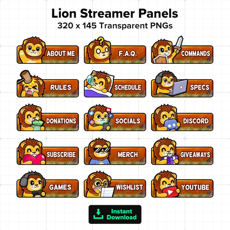Lion Twitch Panels for Streaming, Youtube Panels, Kick Panels, Rumble ...