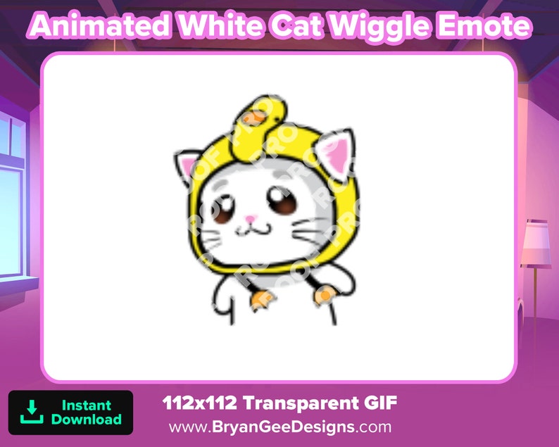 Animated White Cat Wiggle Emote for Twitch or Discord - Etsy