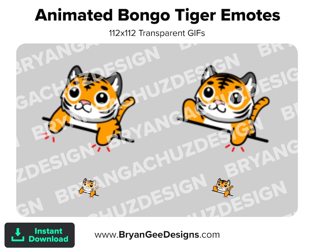 Animated Bongo Tiger Emotes for Twitch or Discord - Etsy