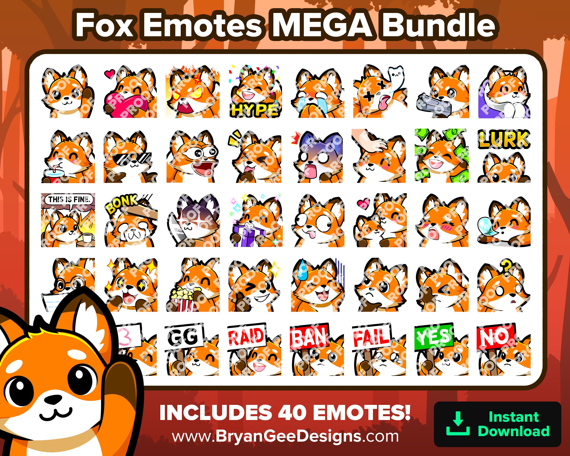 Fox Twitch Emotes MEGA Bundle for Streaming Youtube Emotes - Etsy UK