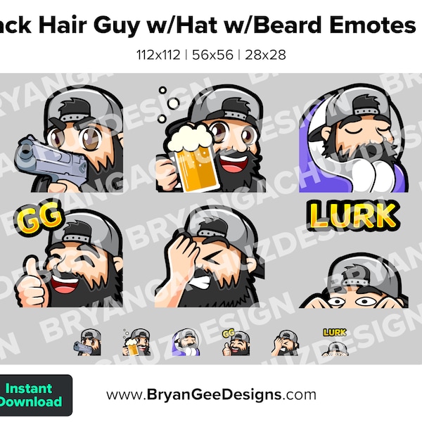 Boy With Glasses and Beard Twitch Emotes - Etsy