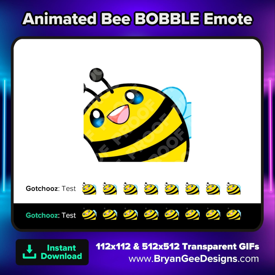 Animated Bee Bobble Emote for Twitch, Discord, Kick, Rumble, Tiktok ...