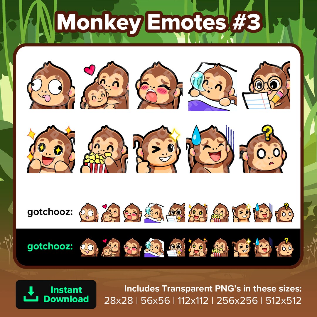Monkey Twitch Emotes Derp Hug Gasm Sleep Notes Study Wow Popcorn Wink ...