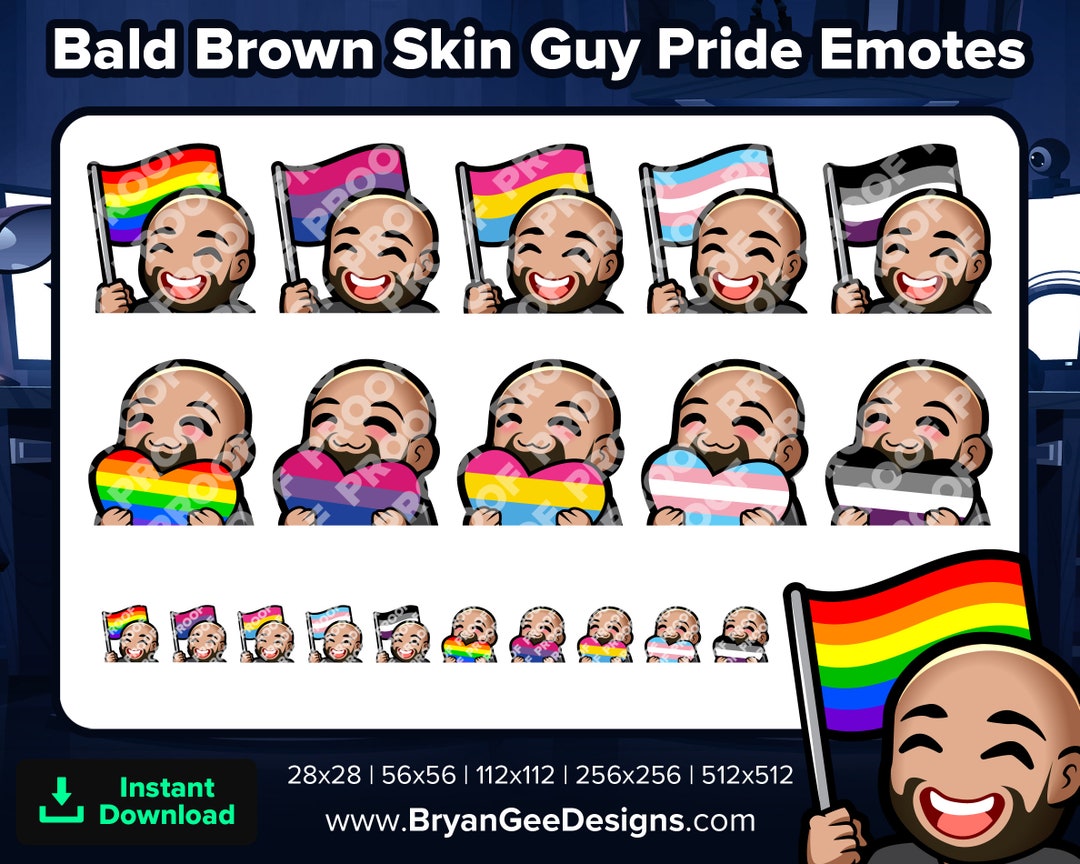 Bald Brown Skin Guy PRIDE Twitch Emotes, Youtube Emotes, Discord Emotes ...