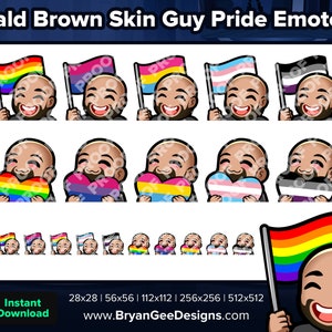 Bald Brown Skin Guy PRIDE Twitch Emotes, Youtube Emotes, Discord Emotes ...