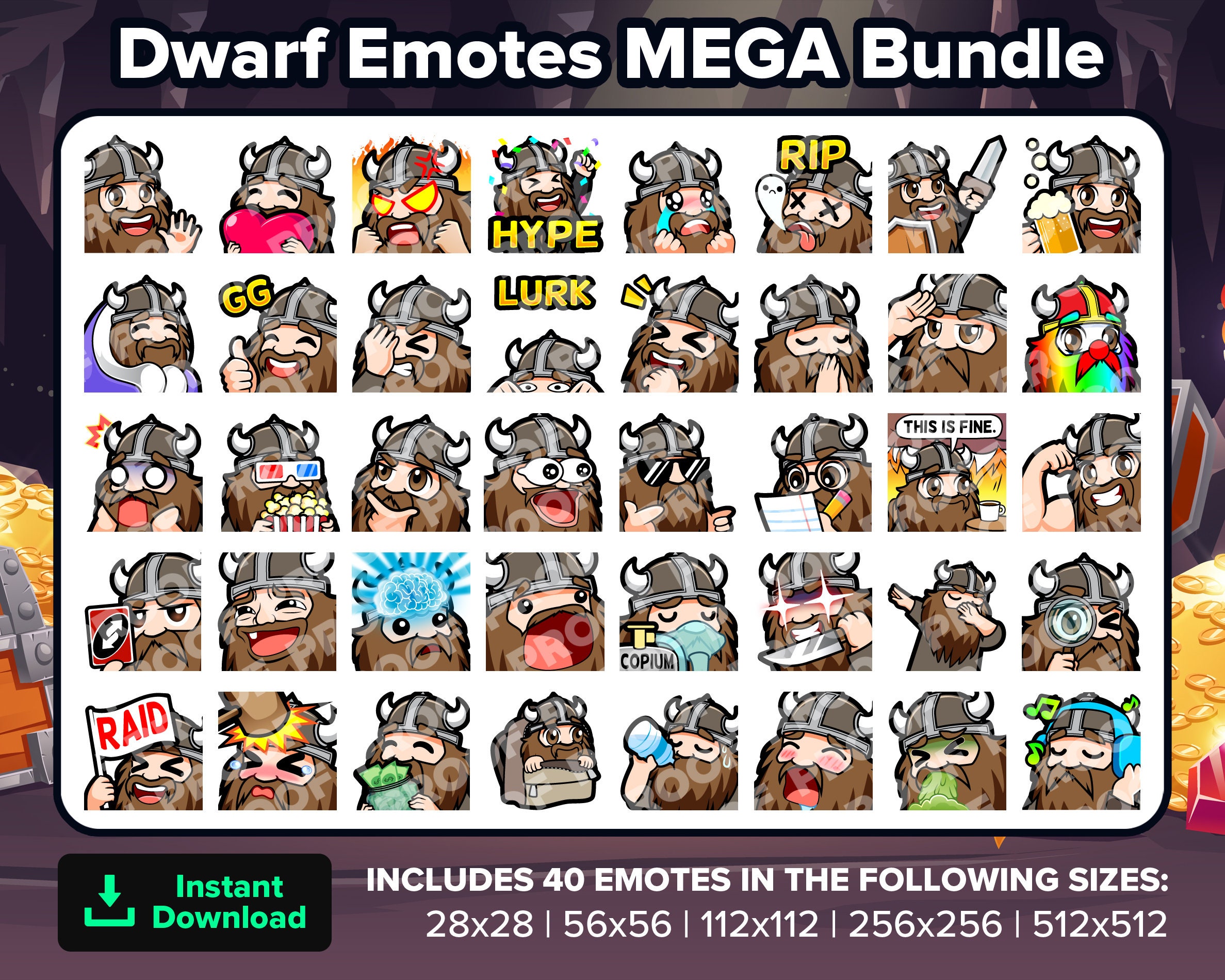 Dwarf Twitch Emotes MEGA Bundle for Streaming, Youtube Emotes, Discord ...