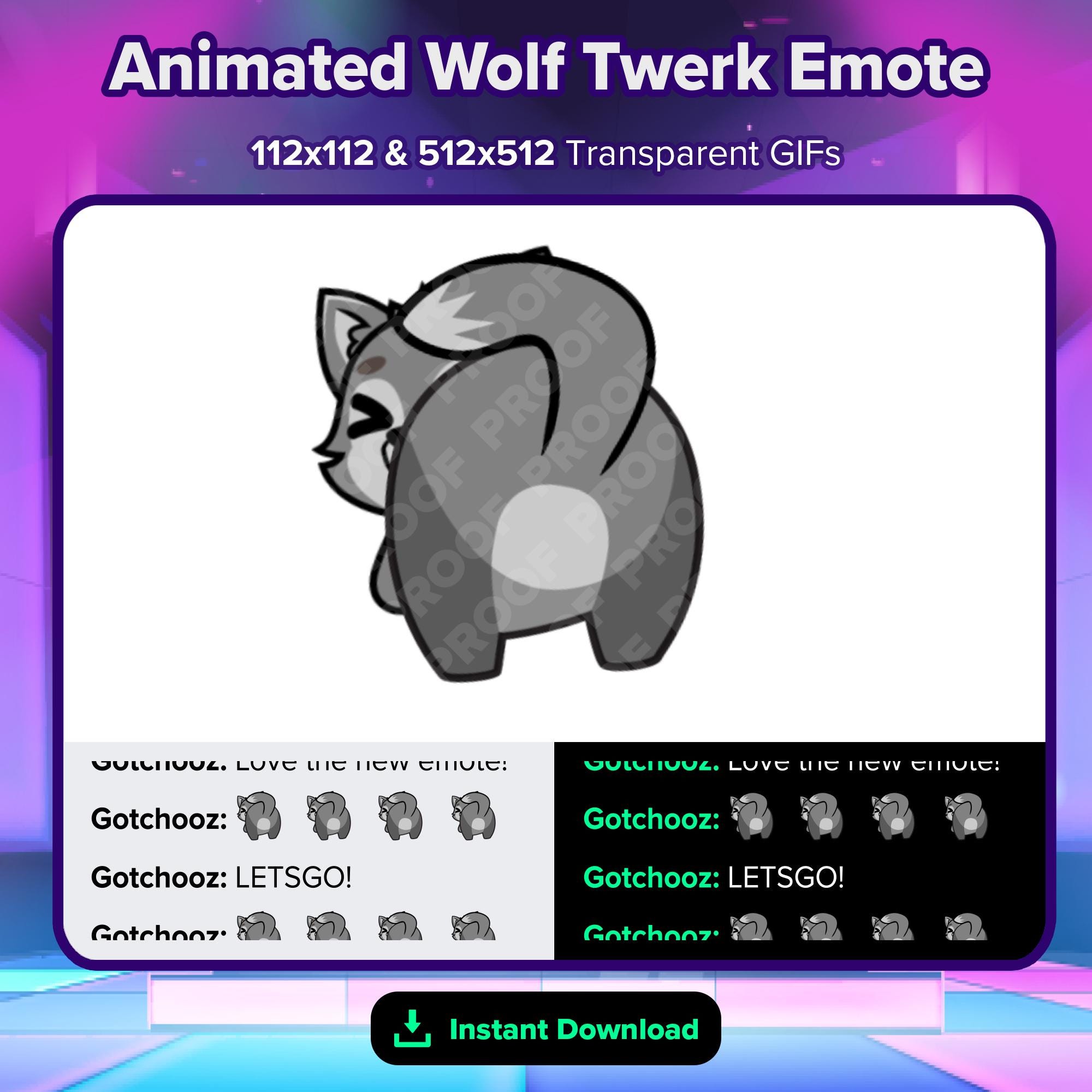 Animated Wolf Twerk Emote for Twitch, Discord, Kick, Rumble for ...