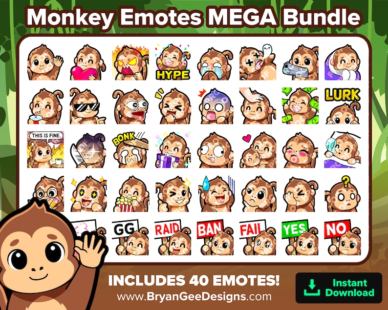 Monkey Twitch Emotes MEGA Bundle for Streaming Youtube Emotes - Etsy