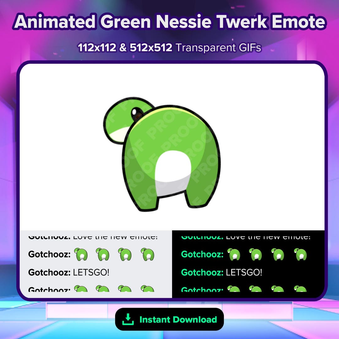 Animated Green Nessie Twerk Emote for Twitch, Discord, Youtube, Kick ...