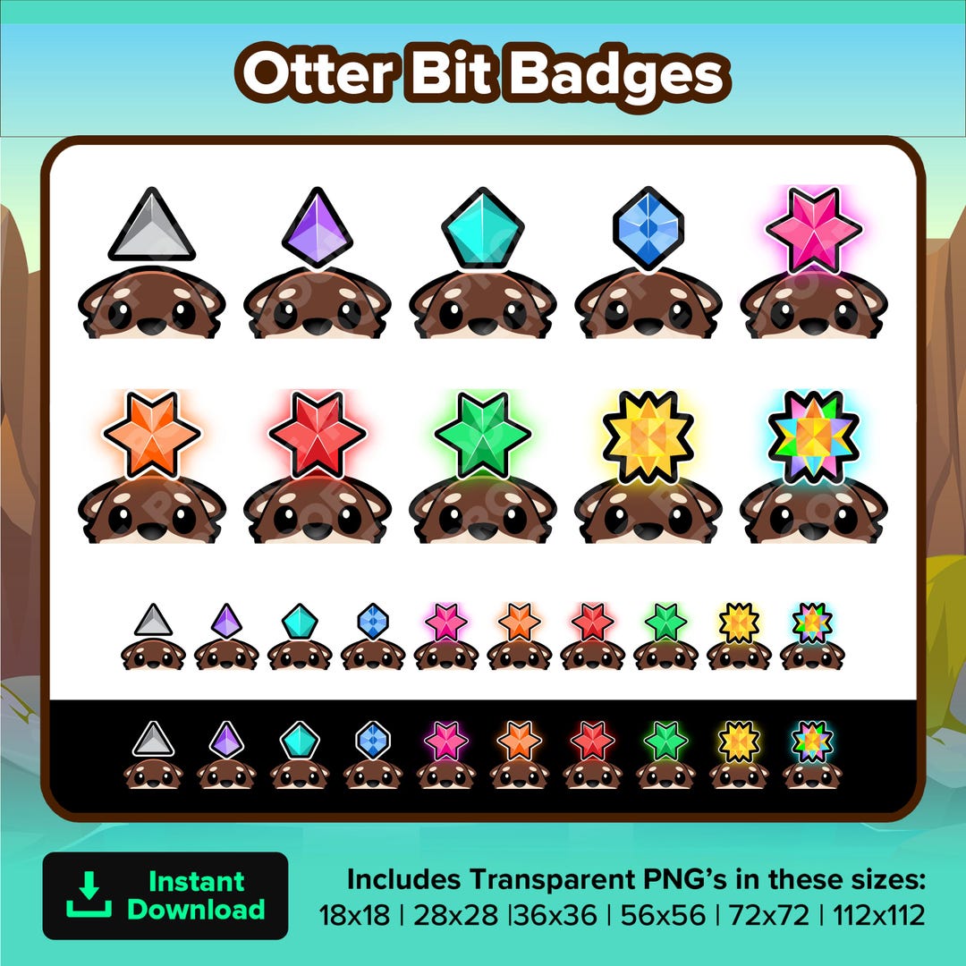 Otter Bit Badges | Twitch Bits Badges | Bits | Cute Otter | Otter ...