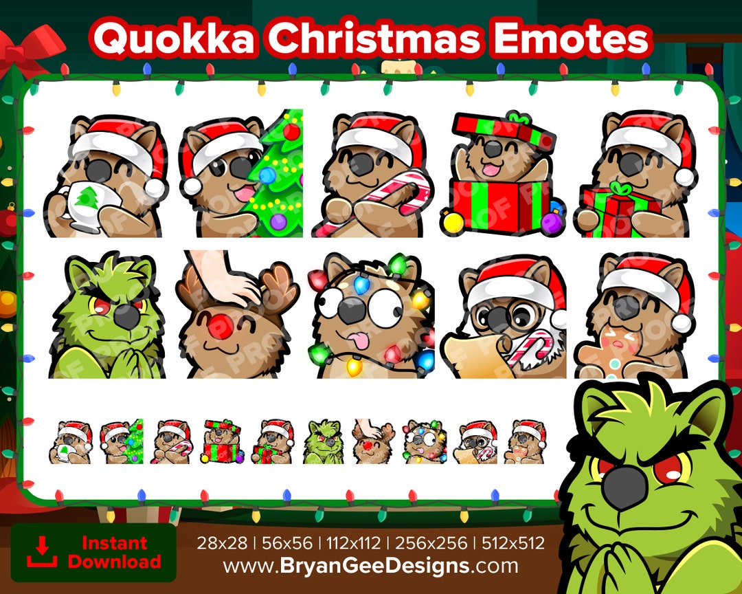 Quokka Wallaby Christmas Twitch Emotes for Streaming Youtube Emotes ...