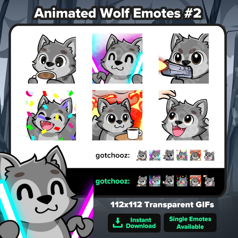 Animated Wolf Emotes Pack #2 | Sip, Rave, Shoot, Hype, Head, Pat, This ...