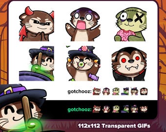 Animated Otter Halloween Twitch Emotes Sneaky Devil Knife Chase Zombie ...
