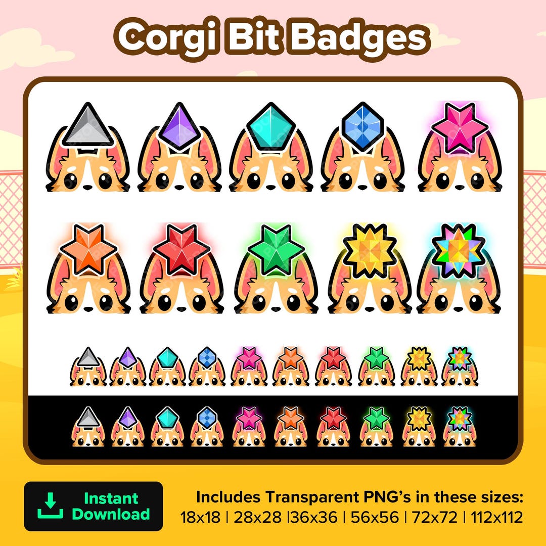 Corgi Bit Badges | Twitch Bits Badges | Bits | Cute Corgi | Corgi ...