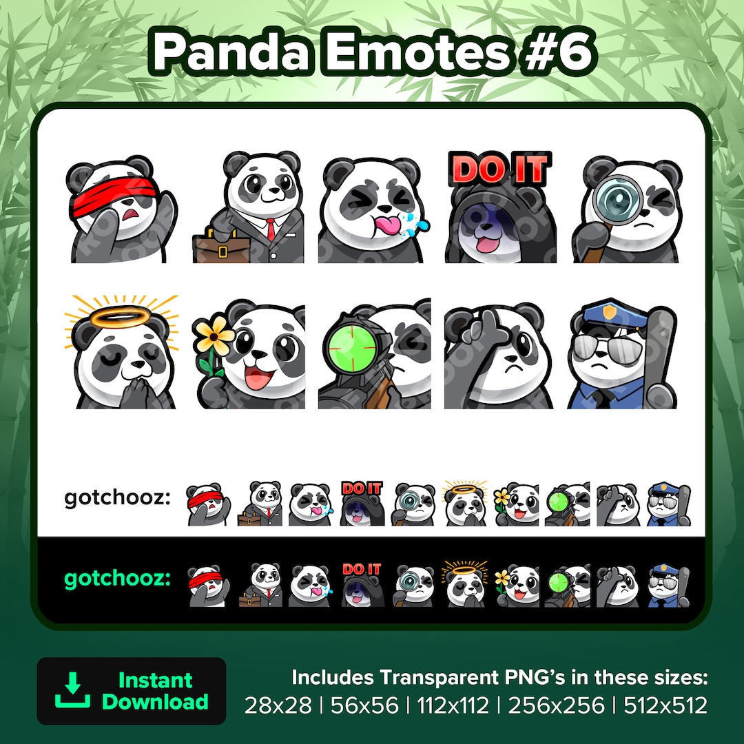 Panda Twitch Emotes Blind Business Tongue Do It SUS Pray Flower Sniper ...