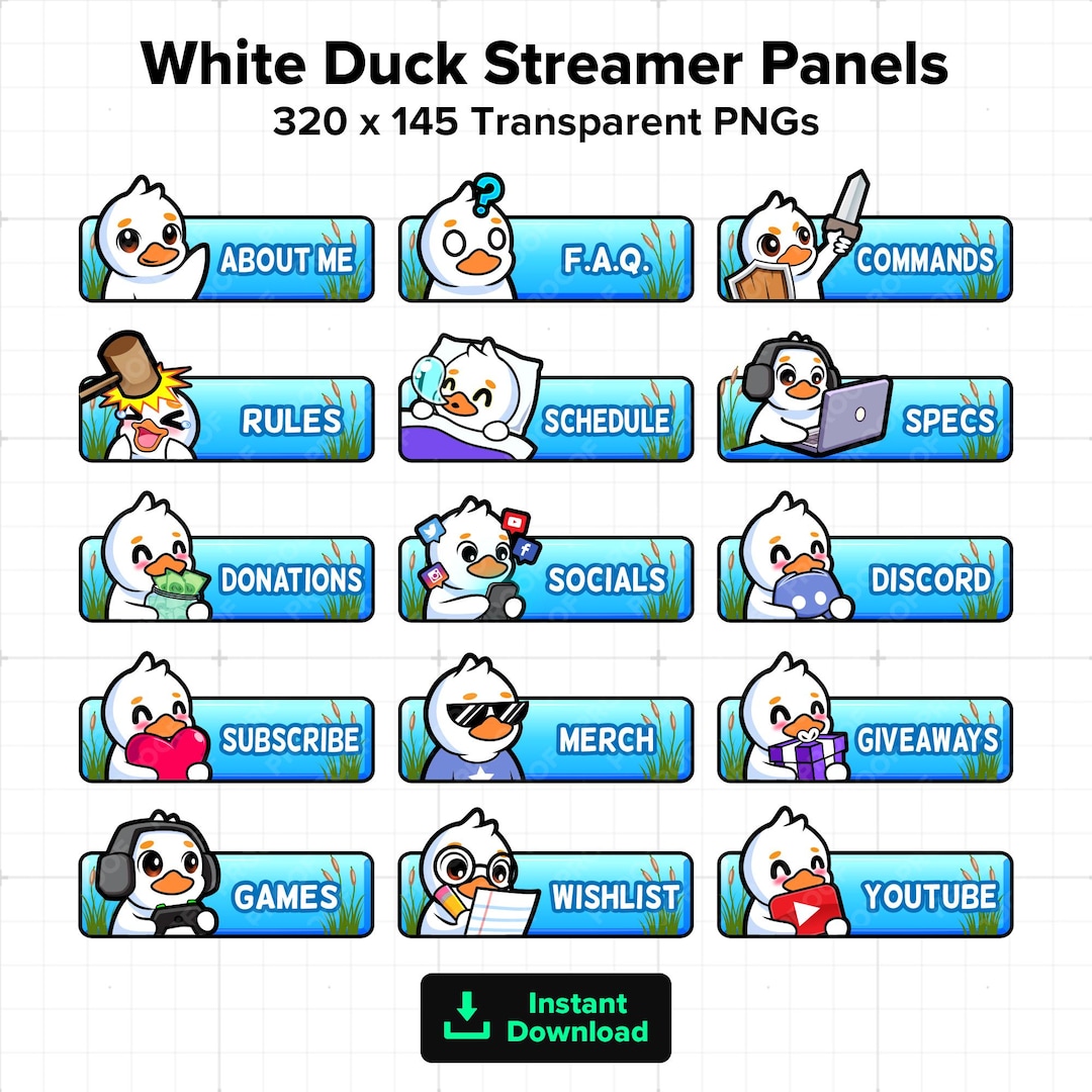 White Duck Twitch Panels for Streaming, Youtube Panels, Kick Panels ...