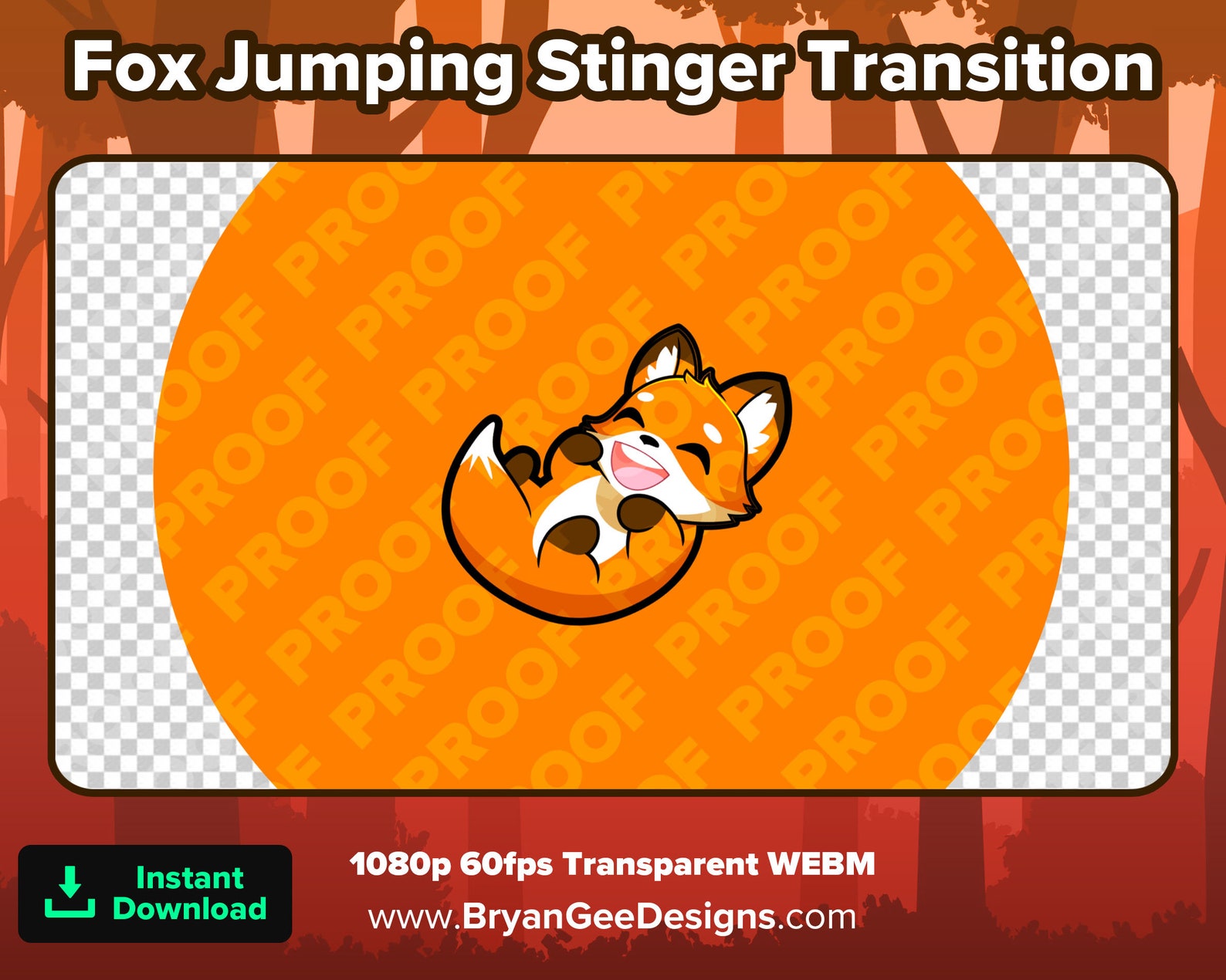 Fox Jumping Stinger Transition Animated Twitch Scene - Etsy