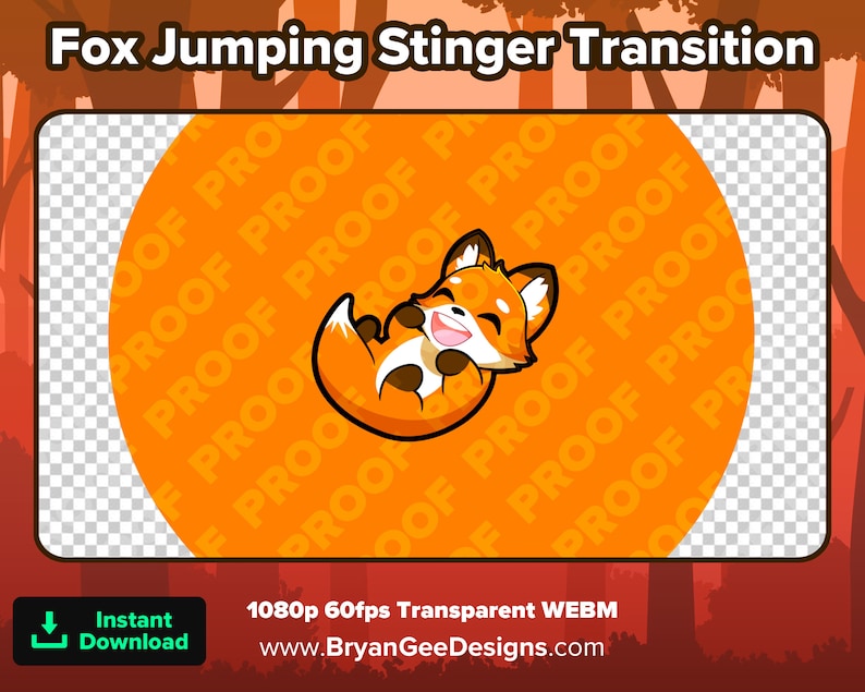 Fox Jumping Stinger Transition Animated Twitch Scene - Etsy