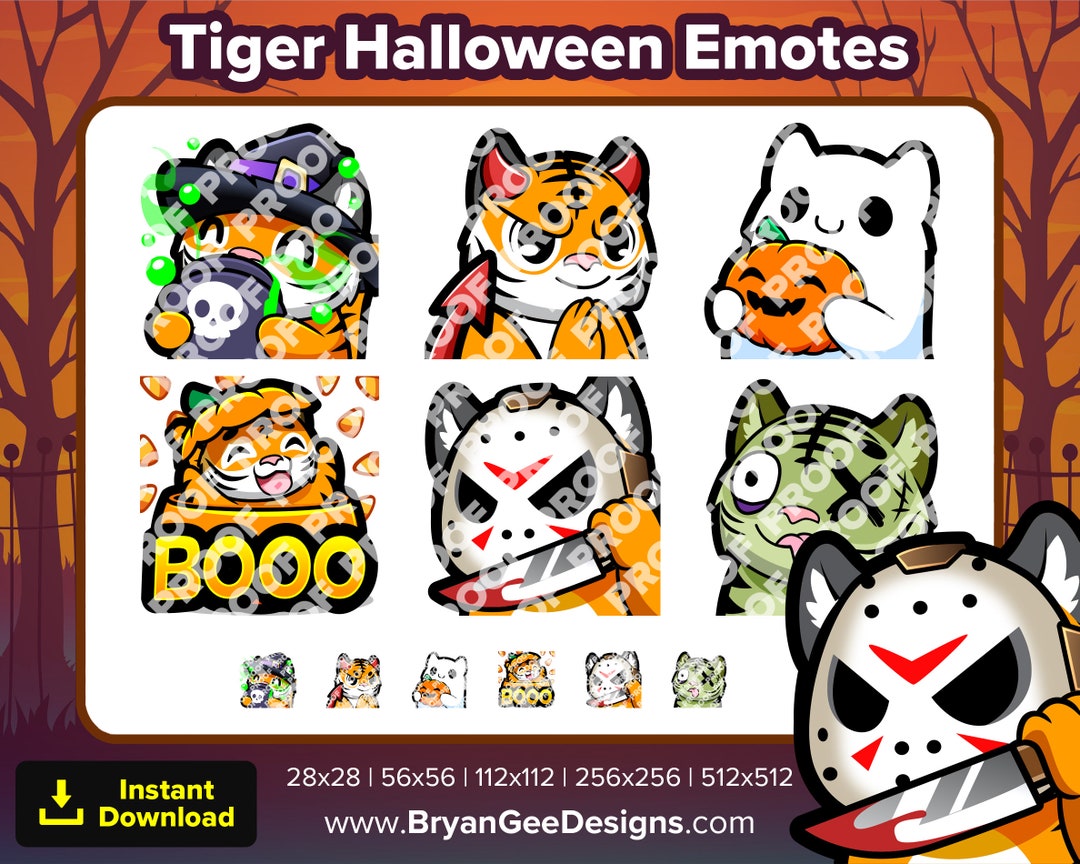 Tiger Twitch Emotes Spooky Sip Devil Ghost Pumpkin Boo Jason Knife ...