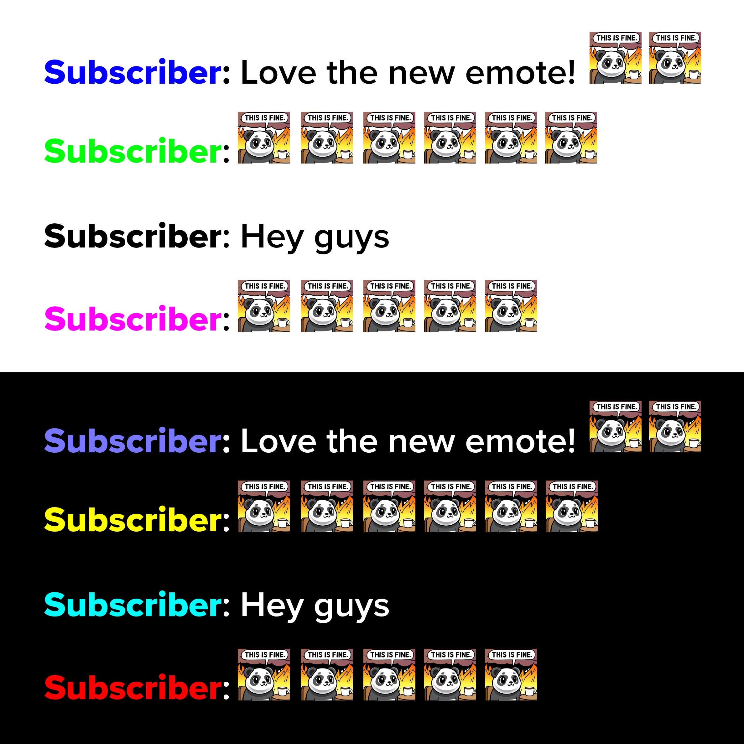 Panda Twitch Emotes Dono Lurk This is Fine Hit Evil Knife Gift - Etsy