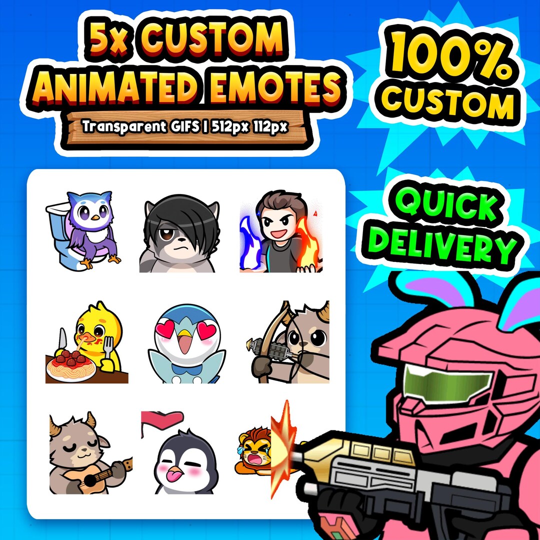 5x Custom Animated Emote | Animated Emoji for Streaming on Twitch ...