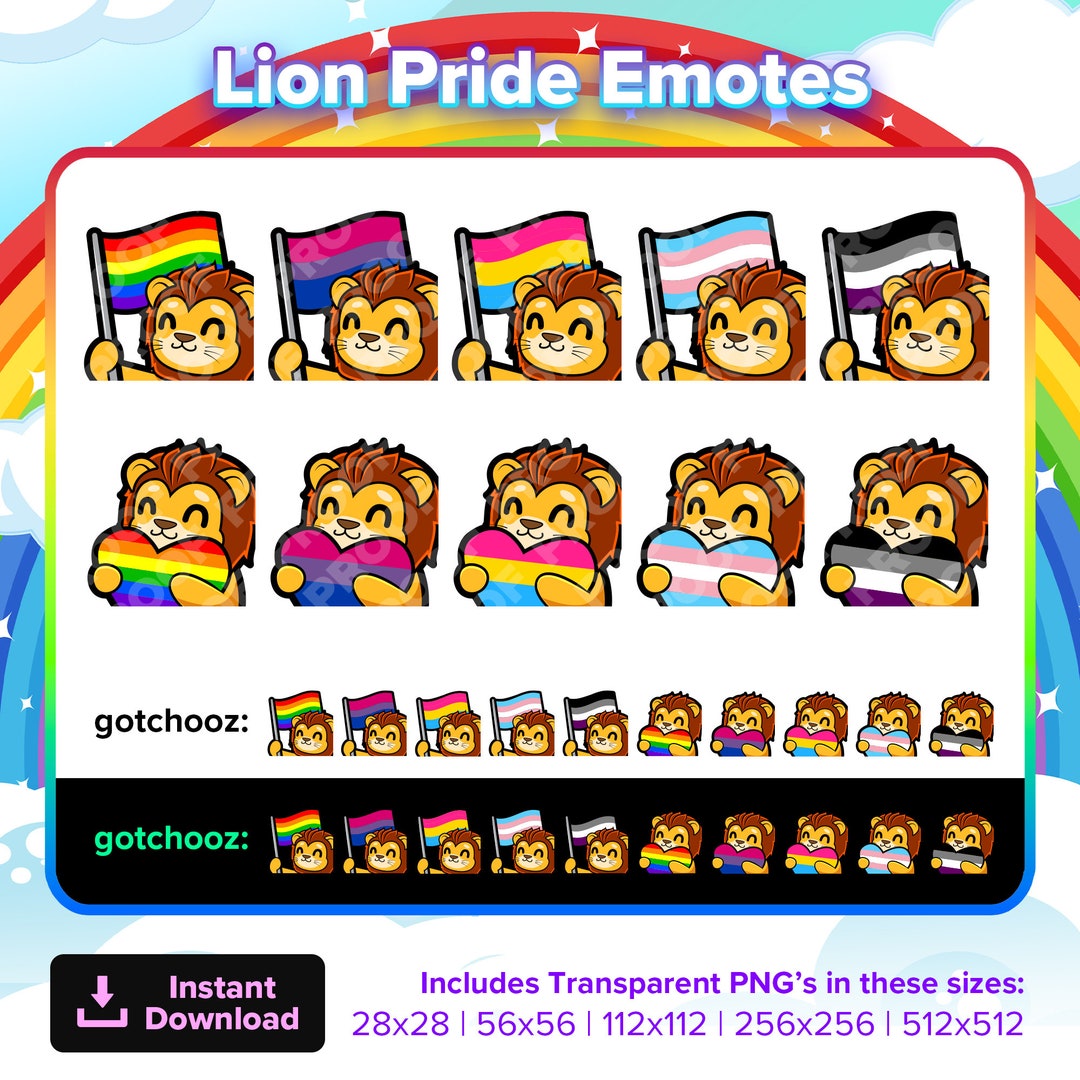 Lion Pride Twitch Emotes, Youtube Emotes, Discord Emotes, Kick Emotes ...