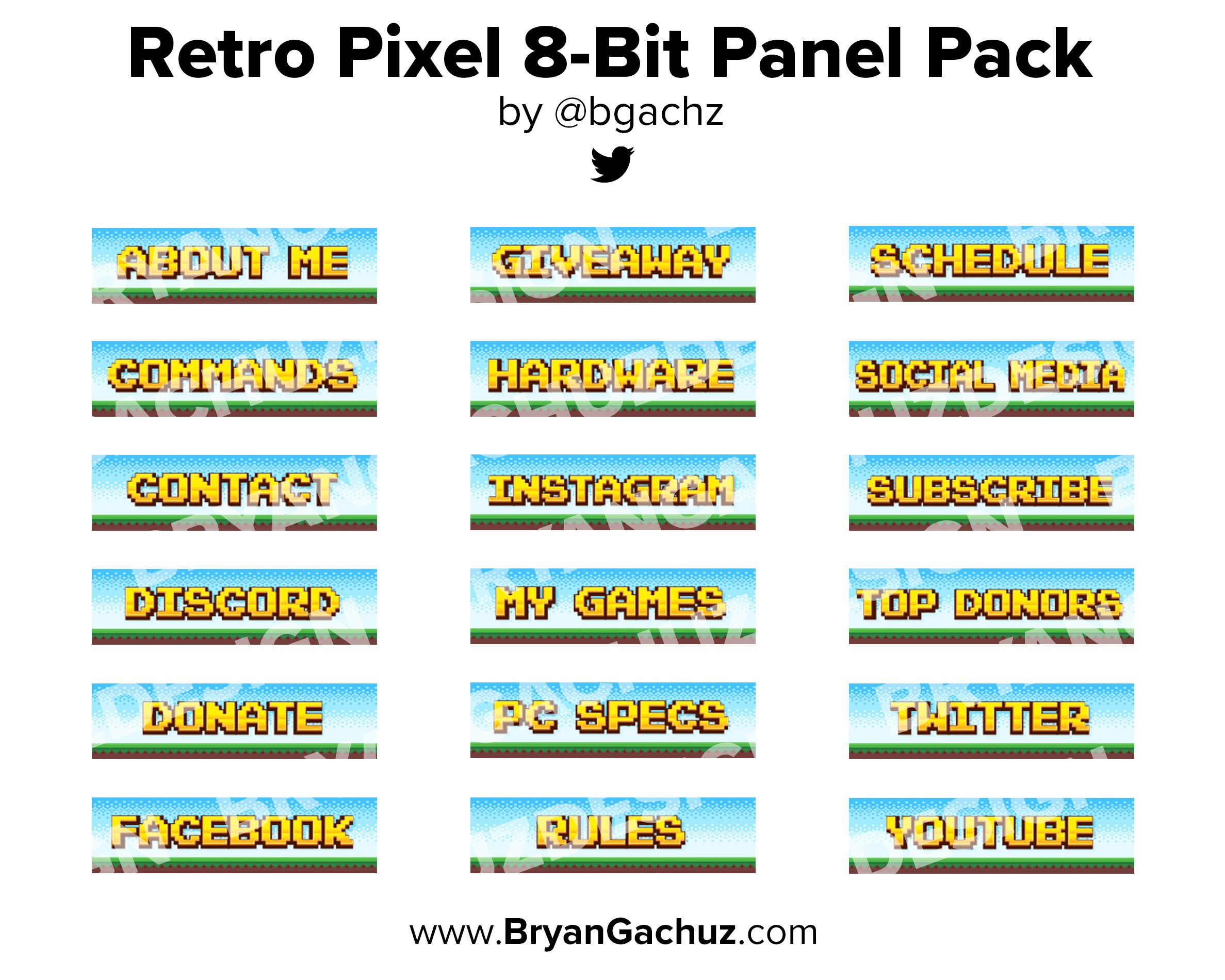 Retro Pixel 8-bit Panels for Twitch, Discord or Youtube - Etsy