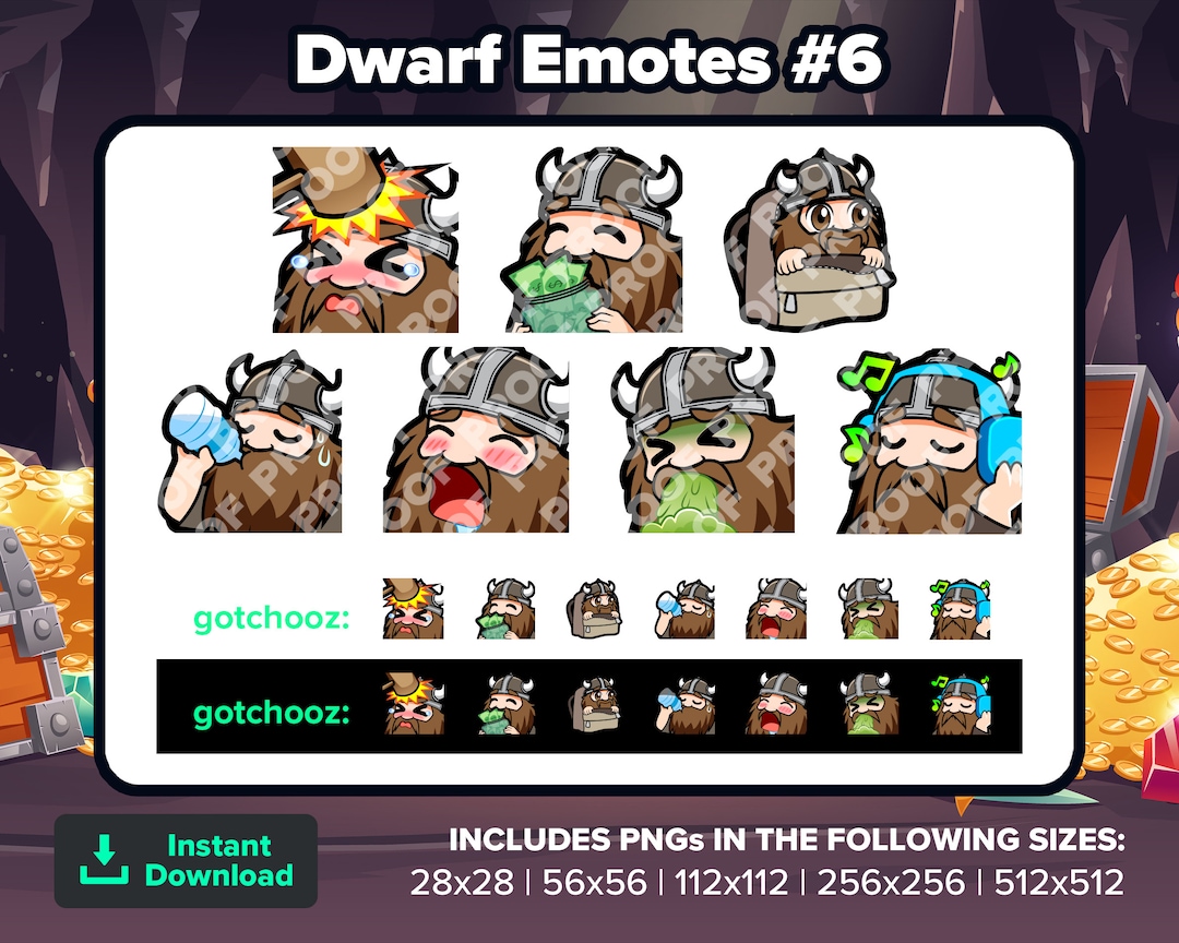 Dwarf Twitch Emotes Hit Dono Carried Water Gasm Puke Music Jam for ...