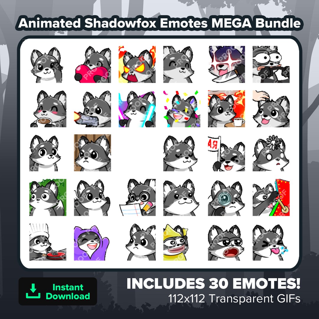 Animated Shadowfox Twitch Emotes MEGA Bundle for Streaming, Youtube ...