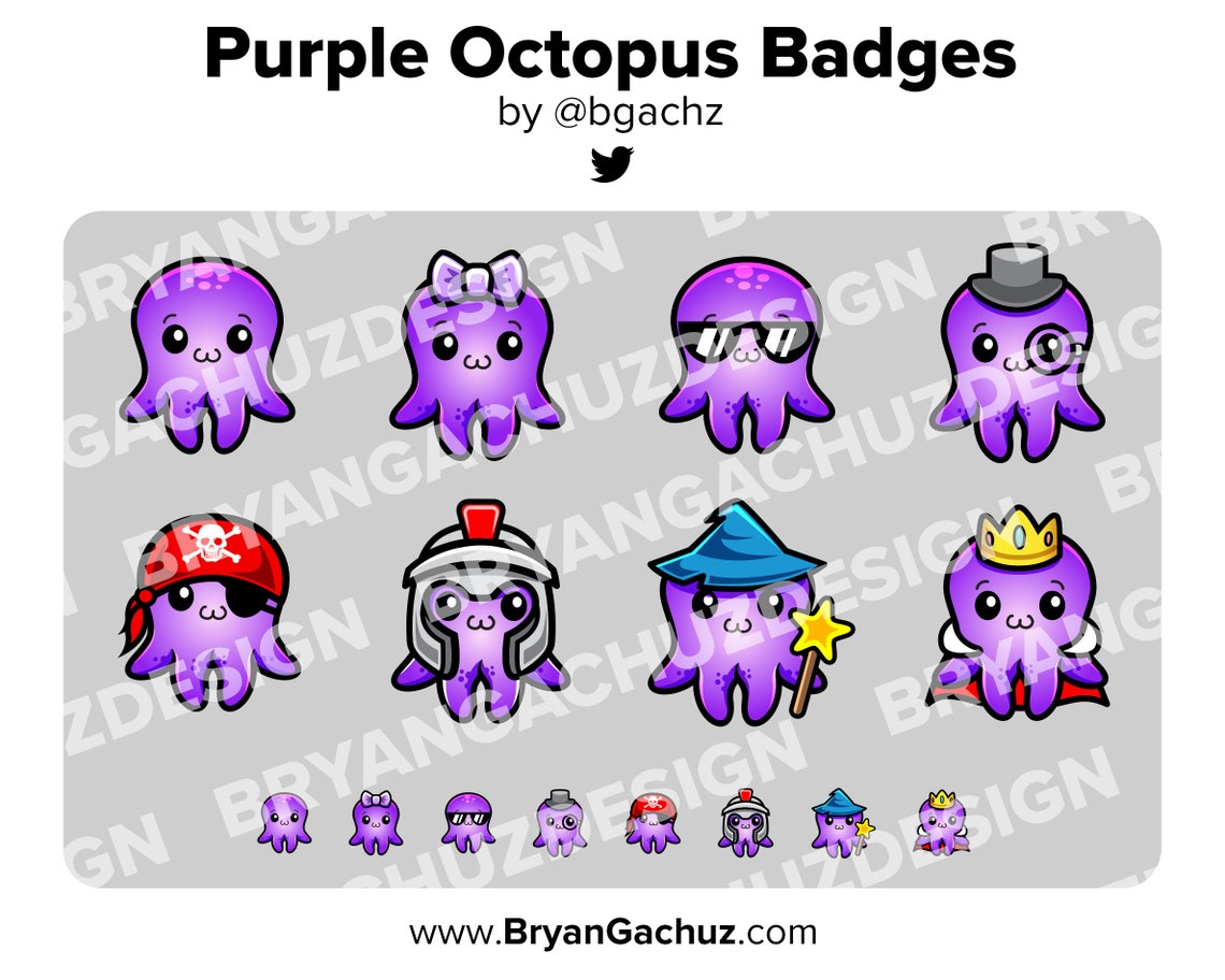 Octopus Twitch Badges Bit Badges Channel Points Discord Badges Youtube ...