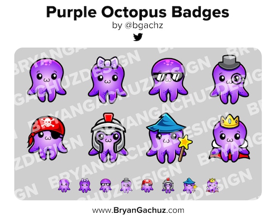 Octopus Twitch Badges Bit Badges Channel Points Discord Badges - Etsy