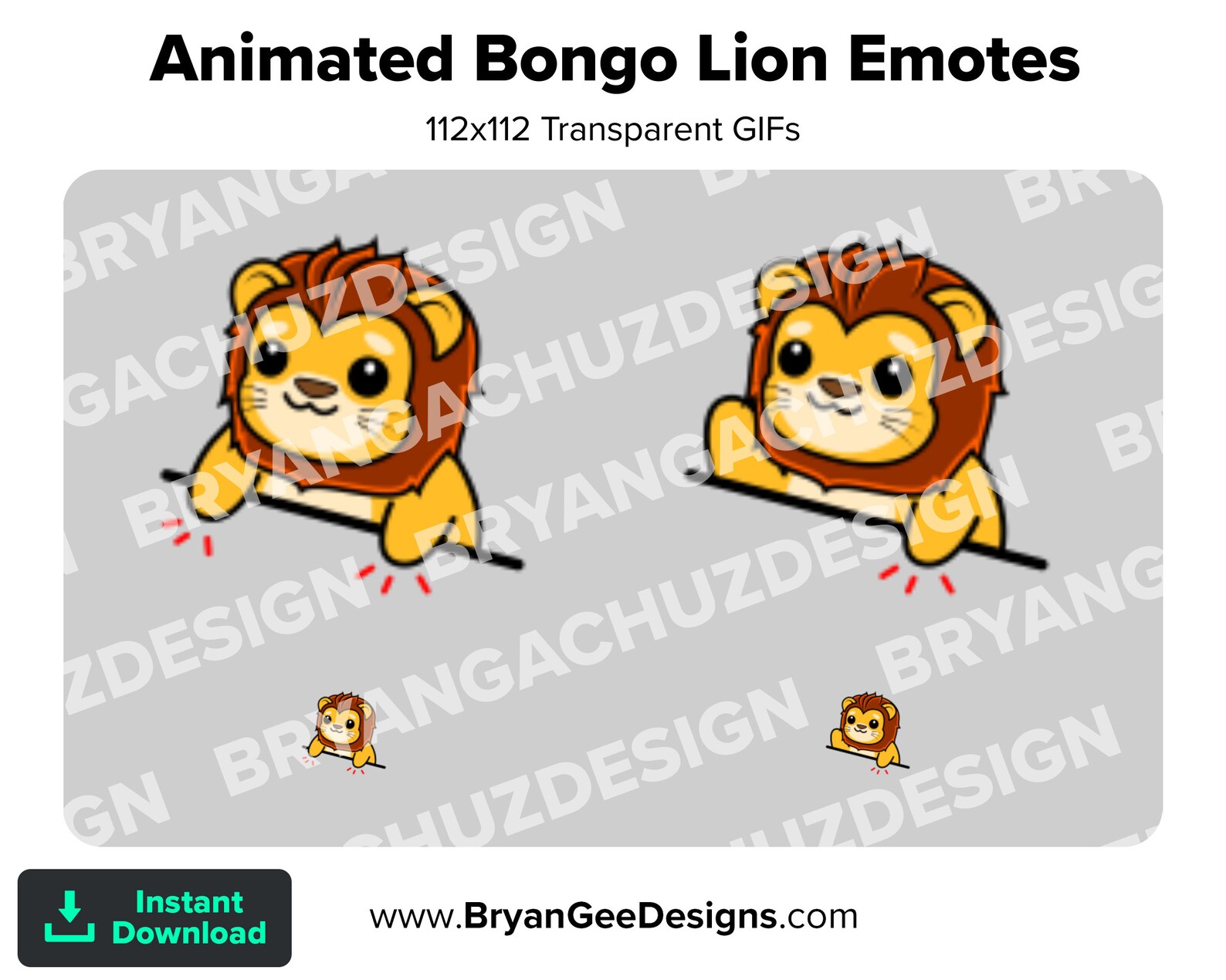 Animated Bongo Lion Emotes for Twitch or Discord - Etsy