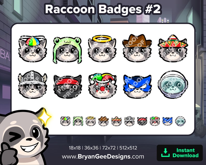 Raccoon Twitch Badges Bit Badges Channel Points Discord Badges - Etsy