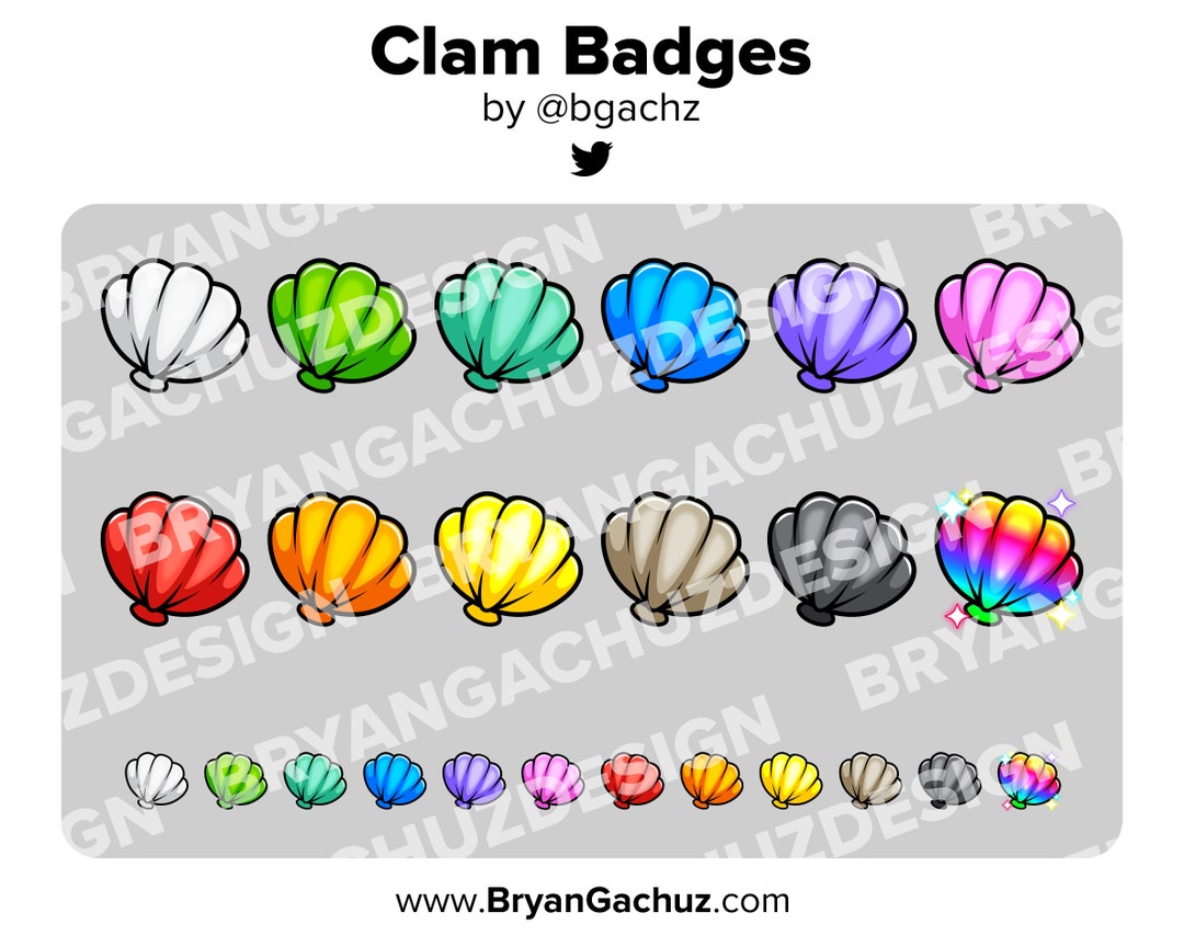 Clam Twitch Badges Bit Badges Channel Points Discord Badges Youtube ...