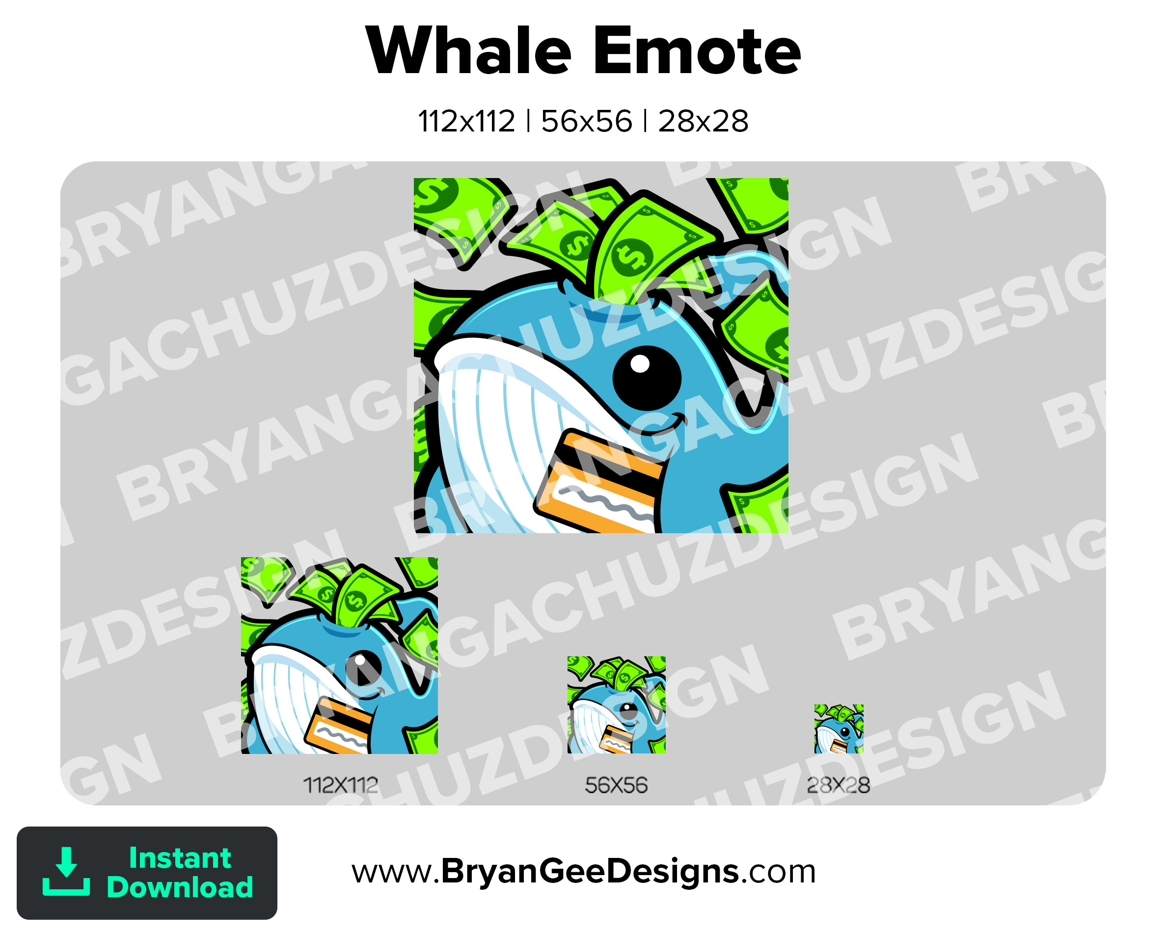 Cute Chibi Kawaii Money Whale / Swiper Emote for Twitch - Etsy UK