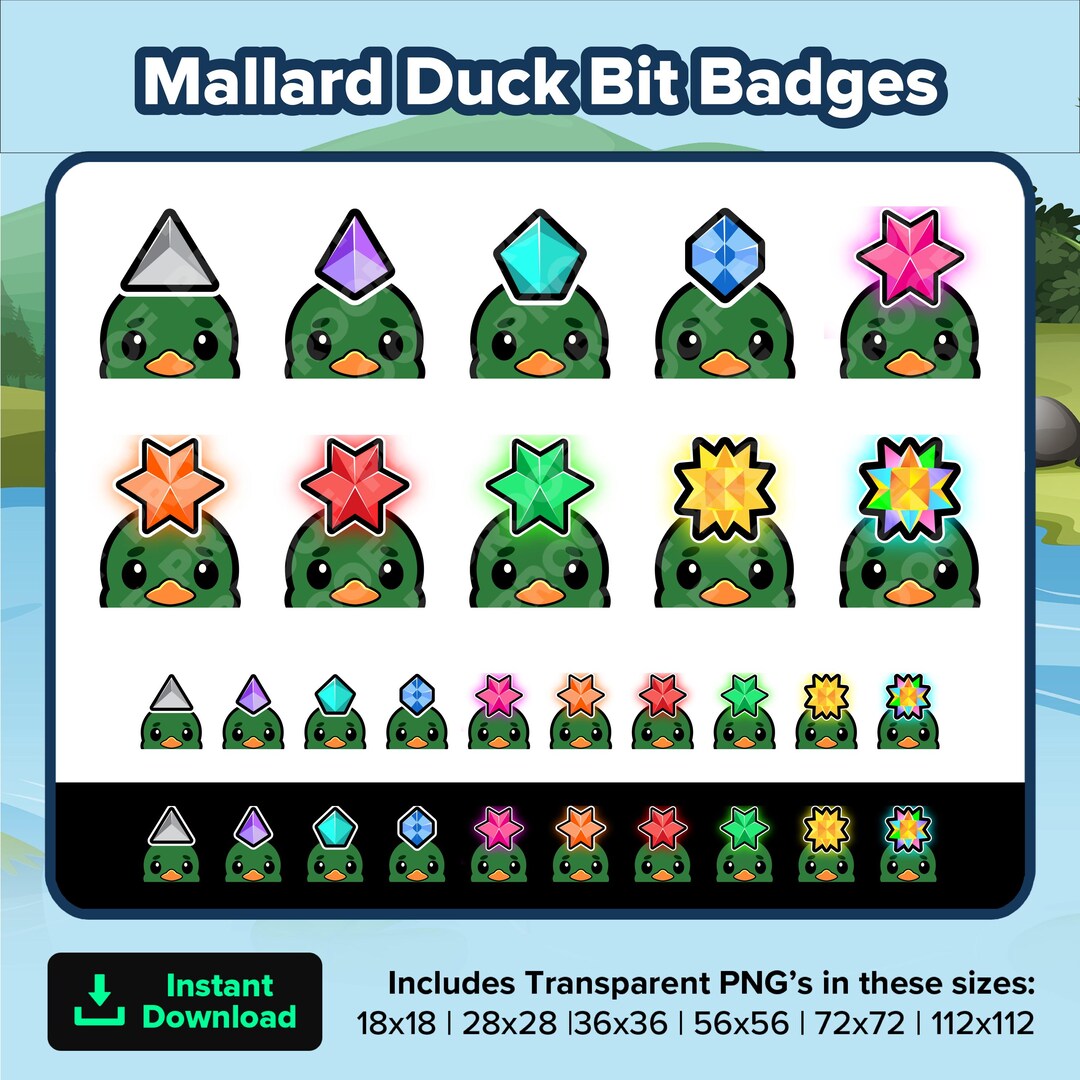 Mallard Duck Bit Badges | Twitch Bits Badges | Bits | Cute Mallard ...