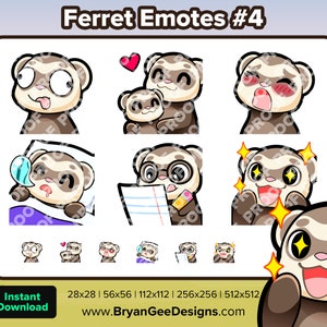 Ferret Twitch Emotes Derp Hug Gasm Sleep Study Notes Wow for - Etsy