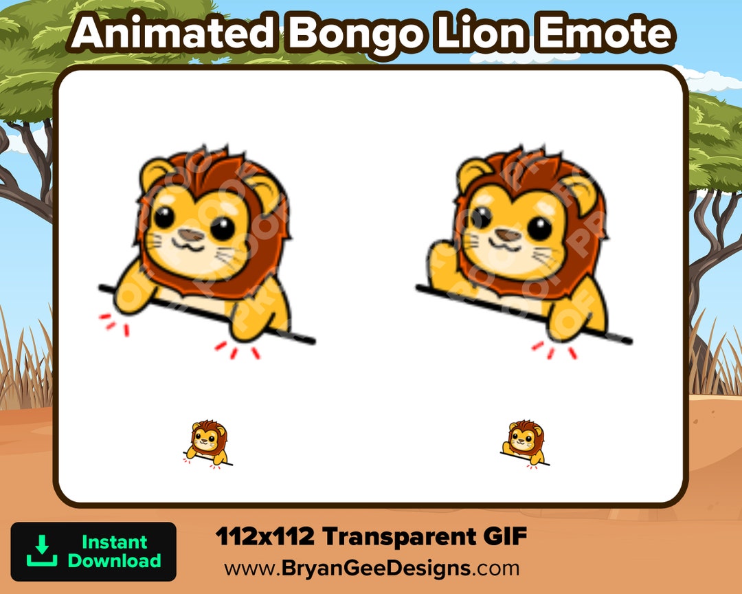 Animated Bongo Lion Emotes for Twitch or Discord - Etsy