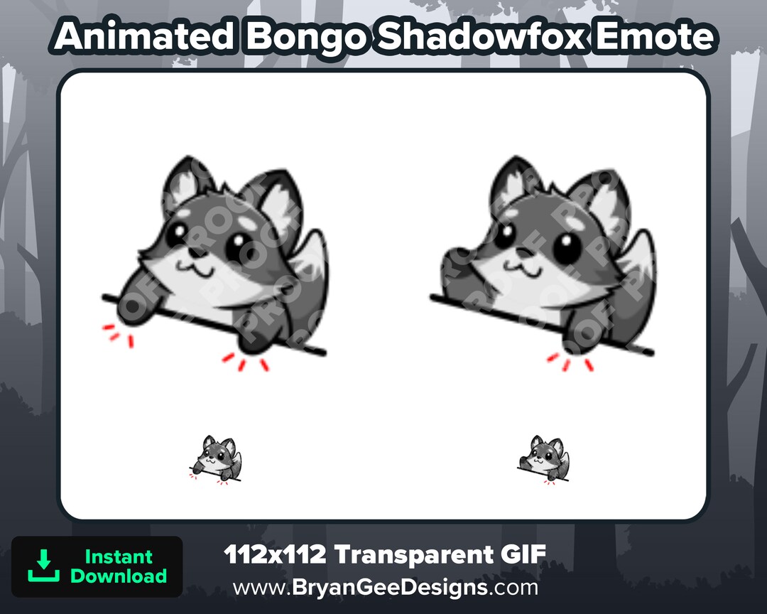 Animated Bongo Shadowfox Black Fox Emotes for Twitch or Discord - Etsy