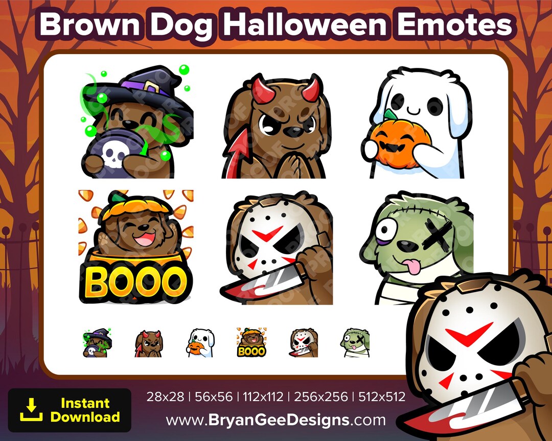 Brown Dog Twitch Emotes Spooky Sip Devil Ghost Pumpkin Boo Jason Knife ...